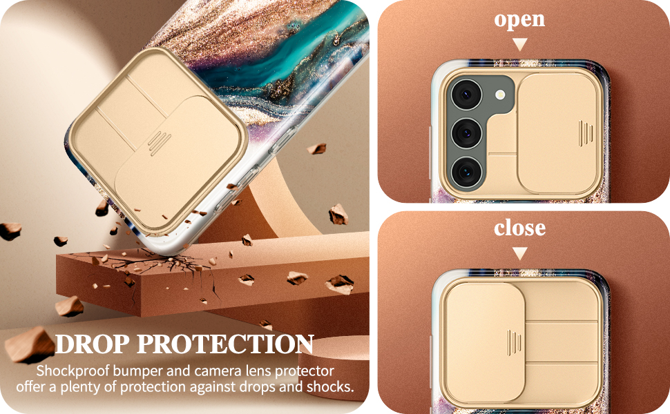 Amazon.com: GVIEWIN Designed for Samsung Galaxy S23 Plus Case with Slide Camera Cover + Screen ...