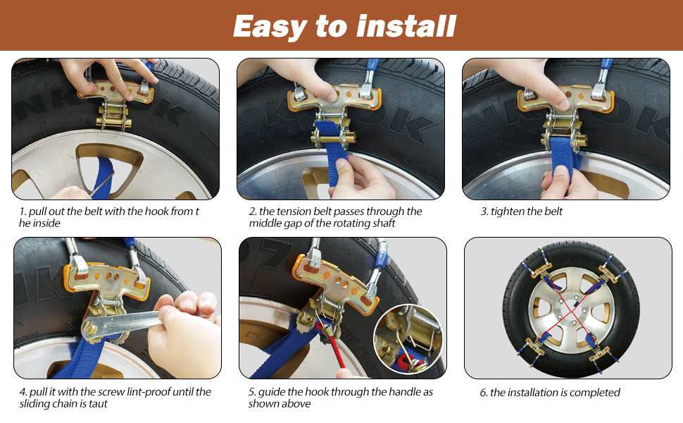 Amazon.com: QIYISS Snow Chains, Tire Chains for SUV Car Pickup Trucks, Universal Adjustable ...