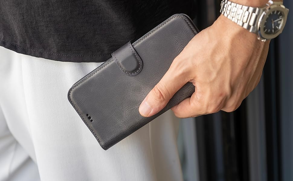 Amazon.com: BOULETTA for iPhone 15 Pro Max Case Magsafe Compatible Full Grain Leather, Magnetic ...