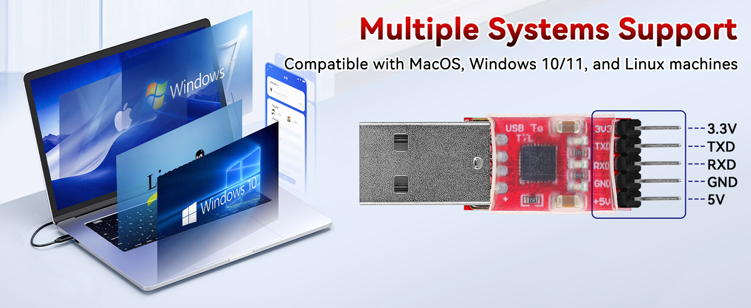 Amazon.com: YELUFT CP2102 USB to TTL Module - Serial Converter Adapter ...