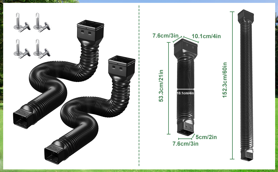 Opaltool 2pc Rain Gutter Downspout Drain, Black Gutter Connector ...