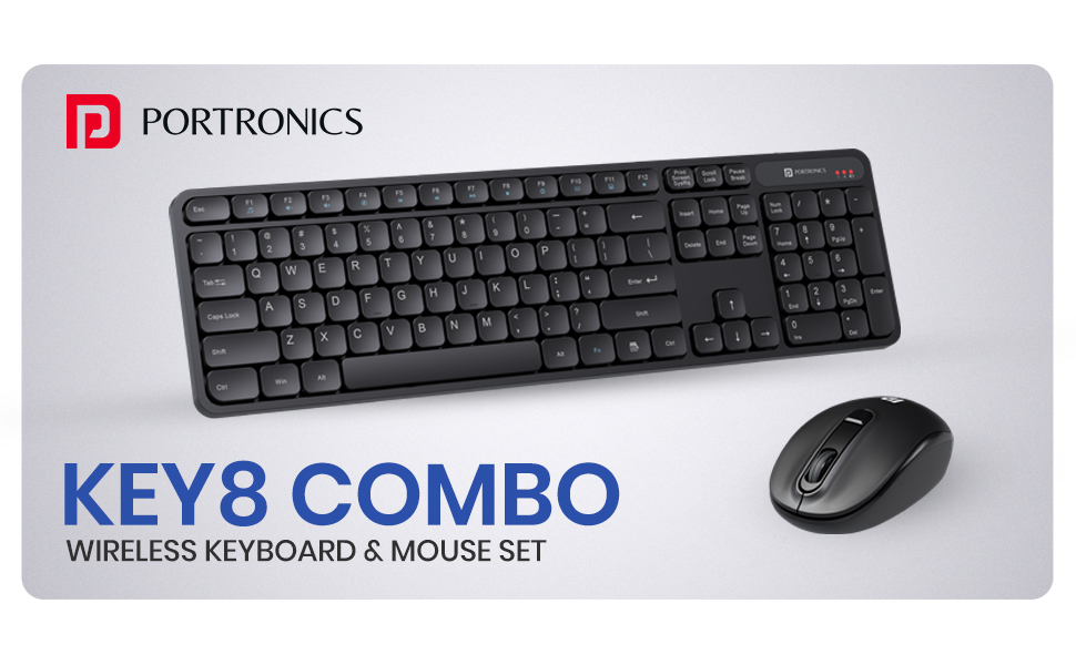 Buy Portronics Key8 Combo Wireless Keyboard And Mouse Set With 2 4 Ghz Wireless