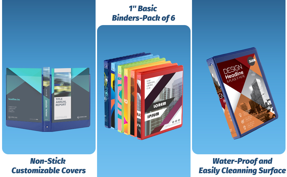 Amazon.com : 1-inch 3 Ring Binder with 2 Interior Pockets, 1'' Basic ...