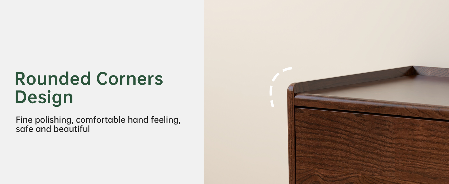 Amazon.com: Vadisun Walnut Night Stand, 100% Solid Oak Wood Nightstand, Mid Century Modern ...