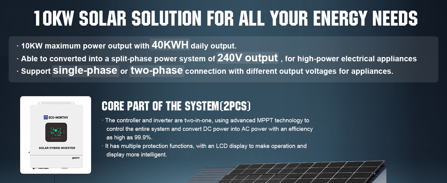 Amazon.com: ECO-WORTHY Sistema de energía solar fuera de la red doméstica de 10KW: inversor de ...