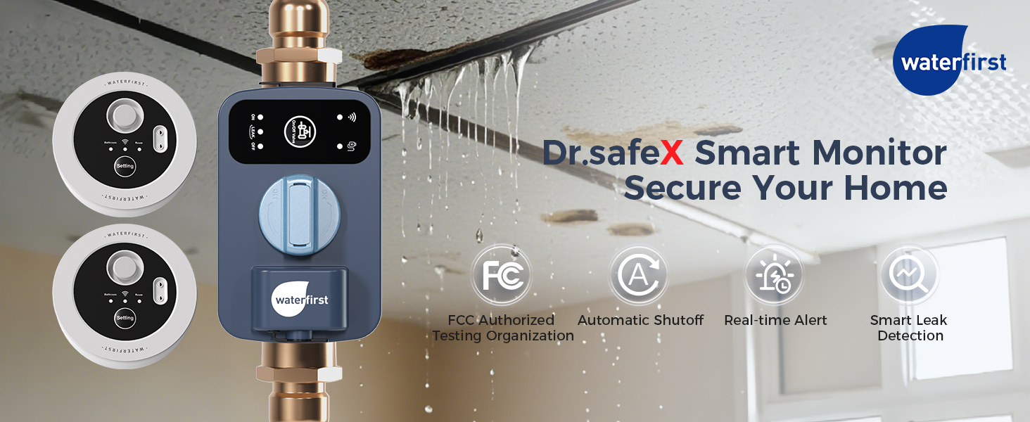 WaterFirst Dr.safeX Water Leak Detector for Home, Automatic Shutoff ...