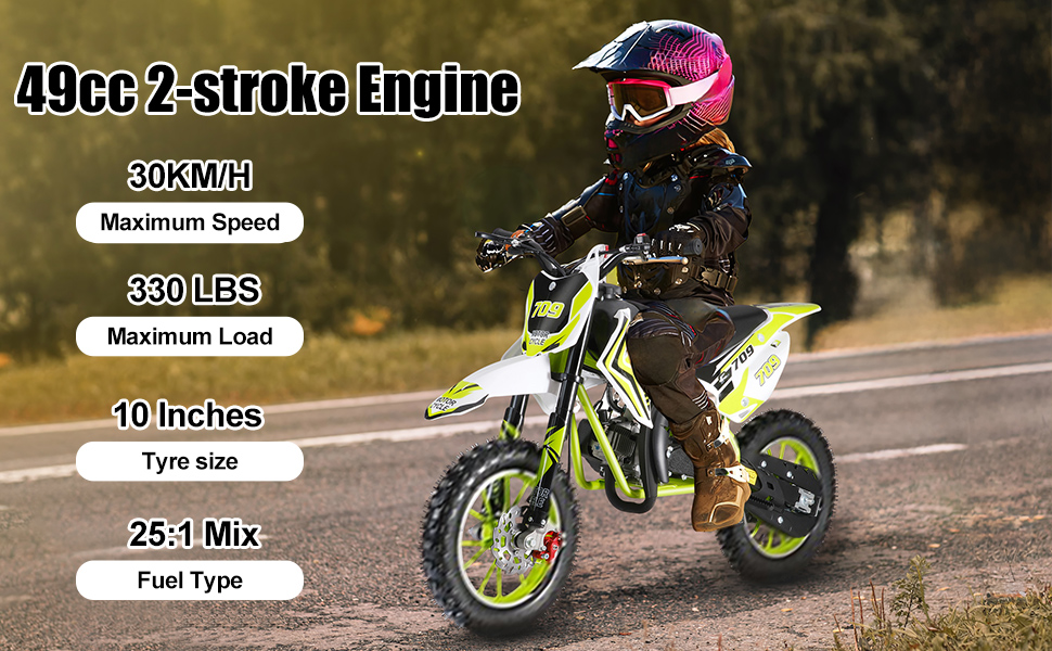 Amazon.com: mufsceku 49CC Kids Dirt Bike,2-Stroke Pit Bike,Gas Dirt Bikes Motorcycle,Children ...