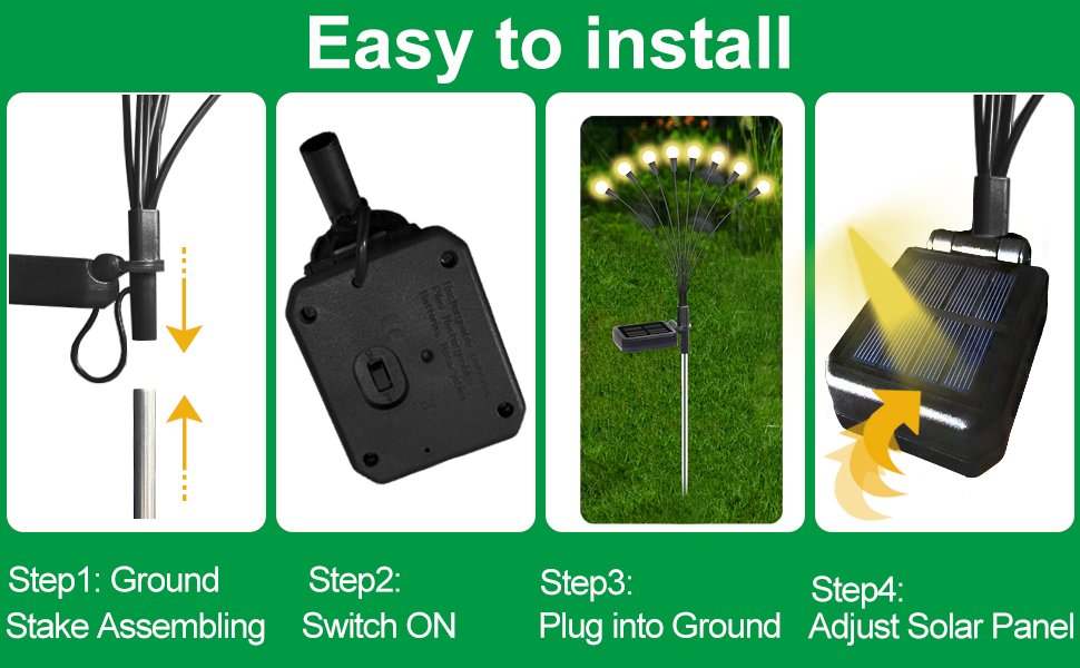 Amazon.com : Solar Powered Firefly Garden Lights, 4 Pack 32 LEDs Solar Outdoor Lights Swaying by ...