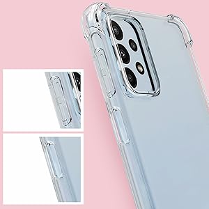 Amazon.com: Osophter for Samsung Galaxy A23 5G Case: Clear Transparent Reinforced Corners TPU ...