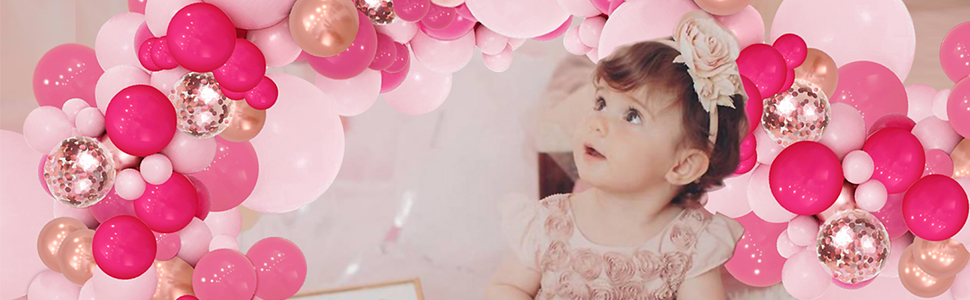 160Pcs Pink Balloon Arch Garland Kit, Hot Pink Rose Gold Balloons for Birthday, Baby Shower ...
