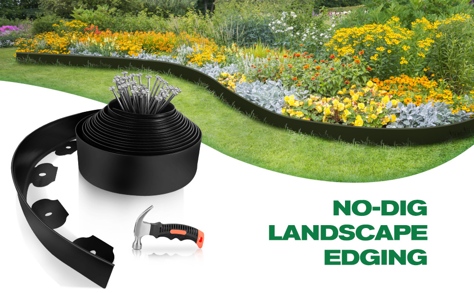 Amazon.com : Uovviney 33ft Landscape Edging Kit,No Dig Landscape Edging Garden Edging Border ...