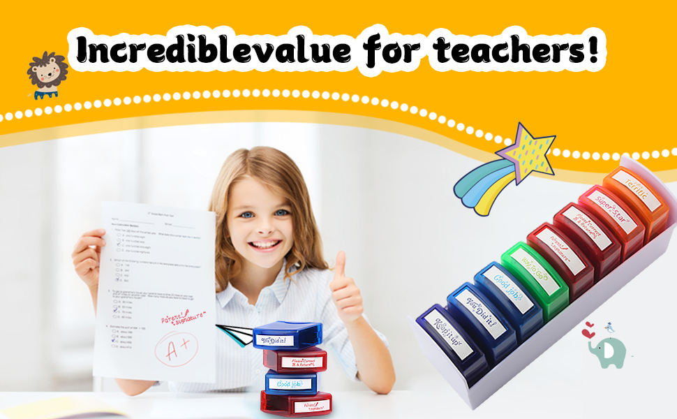 Amazon.com : Hmseng Self-Inking Teacher Stamp Set (8PCS) for Grading Classroom Teachers Review ...