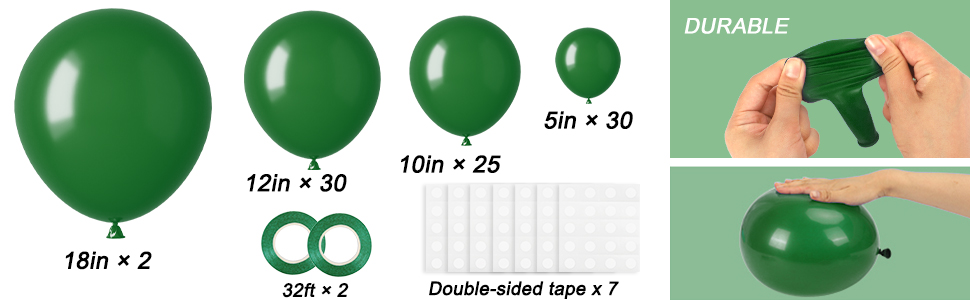 Amazon.com: RUBFAC 87pcs Dark Green Balloons Different Sizes 18 12 10 5 Inch for Garland Arch ...