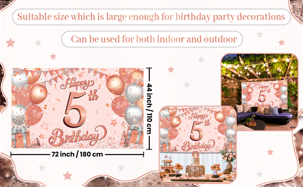 Amazon.com: KatchOn, Large 5th Happy Birthday Banner - 72 x 44 Inch | 5th Birthday decorations ...