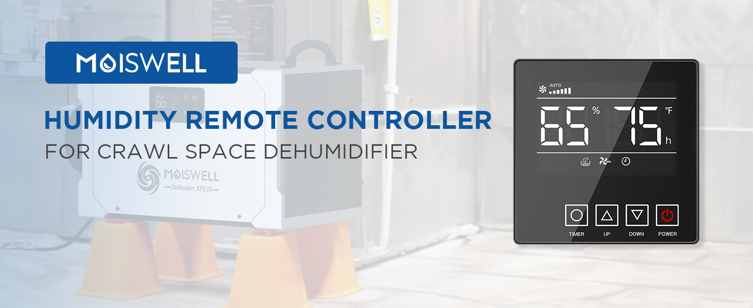 Moiswell Crawl Space Dehumidifier Remote Controller for Model XP235 &MP70, Digital Humidity ...