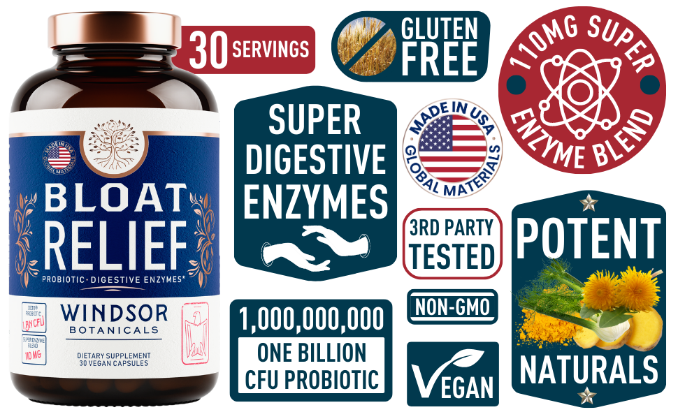 Amazon.com: Bloat Relief Probiotic and Digestive Enzymes - Anti Bloating Turmeric, Fennel ...