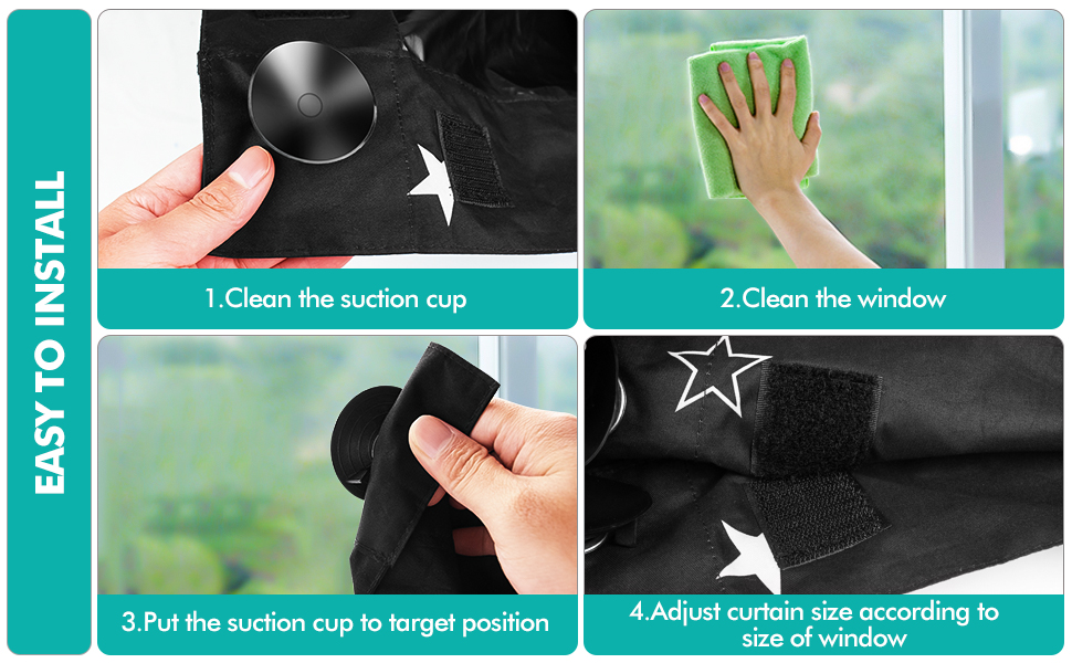 Amazon.com: Portable Blackout Blind with Suction Cups, 130 x 200cm Adjustable Travel Blackout ...