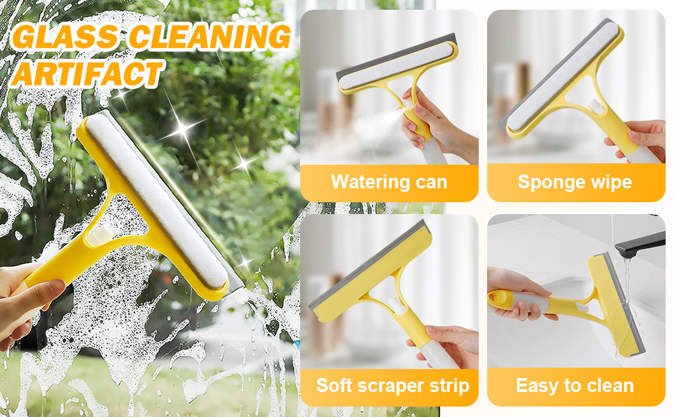 Amazon.com: 3 in 1 Window Cleaning Scraper, 2025 New Squeegee for Shower Glass, 3 in 1 Spray ...