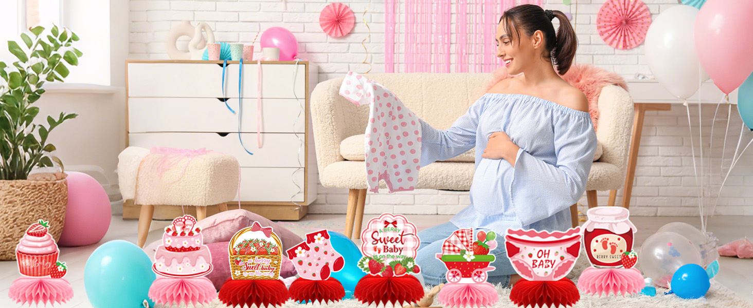 Amazon.com: Refavor Strawberry Baby Shower Decorations, 12PCS Berry Sweet Honeycomb Centerpieces ...