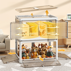 BTGGG 3 Pack Storage Boxes with Lids 40L*3 Plastic Foldable Storage ...