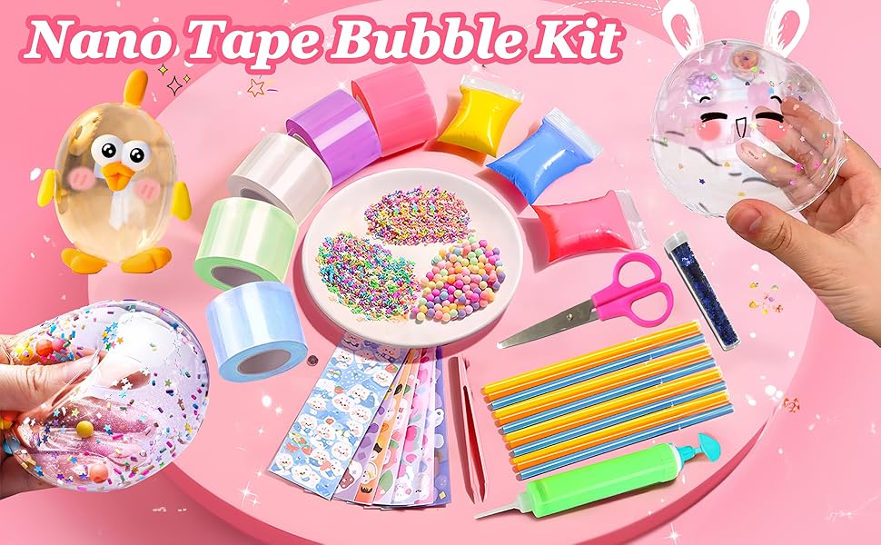 Amazon.com: shaguanchang 5PCS Nano Tape Bubble Kit for Kids, Nano Bubble Tapes Kit with Glitter ...