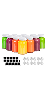 Amazon.com: HINGWAH 16 OZ Glass Juice Bottles, Set of 12 Reusable Drinking Bottles with Lids ...