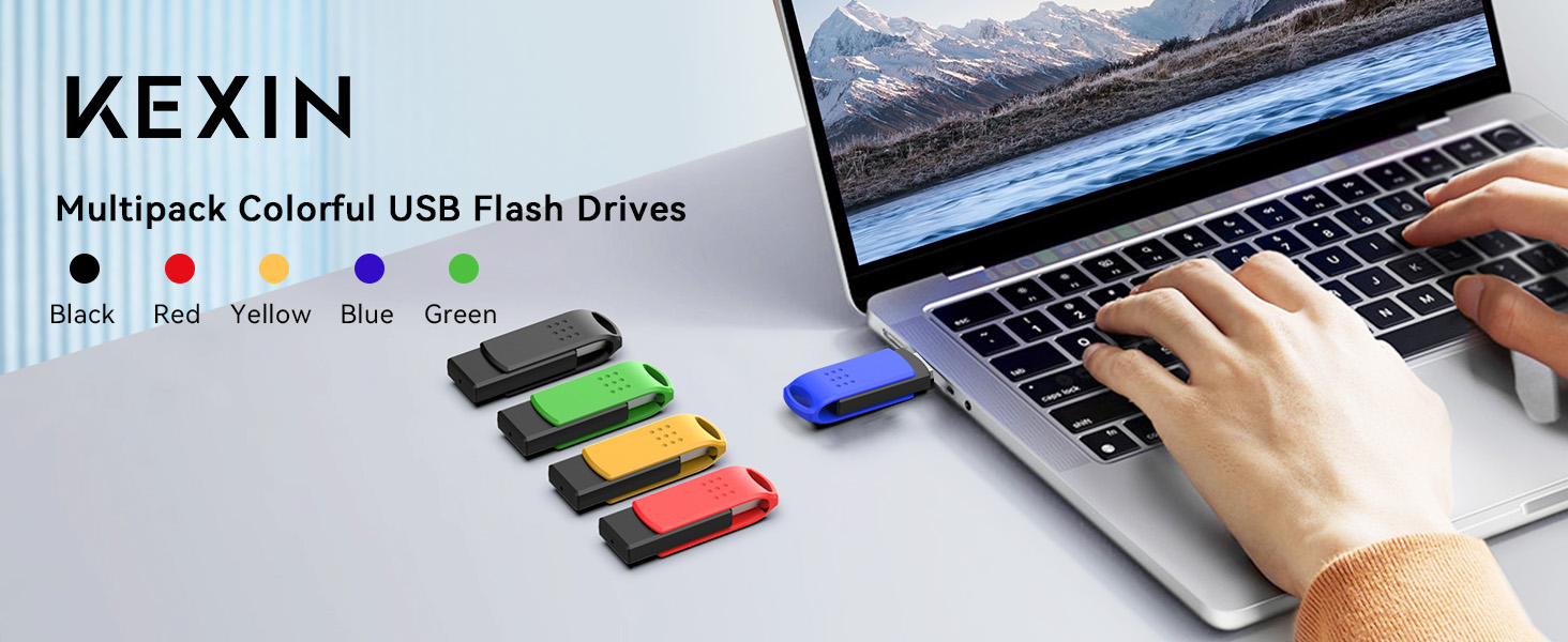 KEXIN 32GB USB Stick Flash Drive USB 2.0 Thumb Drives Swivel USB Memory Stick Bulk with LED ...