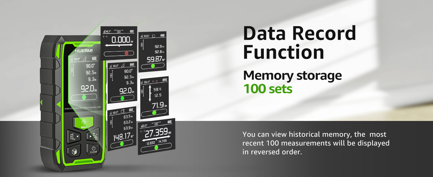 Amazon.com: Huepar Dual Laser Measuring Tool, 656Ft Green-Beam Bilateral Digital Laser Distance ...