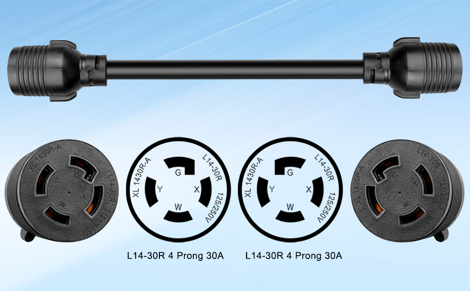 Amazon.com: NEMA L14-30R to L14-30R 125V/250V Female to Female Generator Adapter Cord, 30 Amp ...