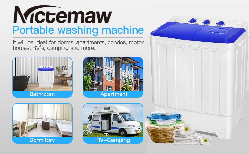 Amazon.com: Nictemaw Portable Washing Machine 30Lbs Capacity Washer and Dryer Combo 2 In 1 ...