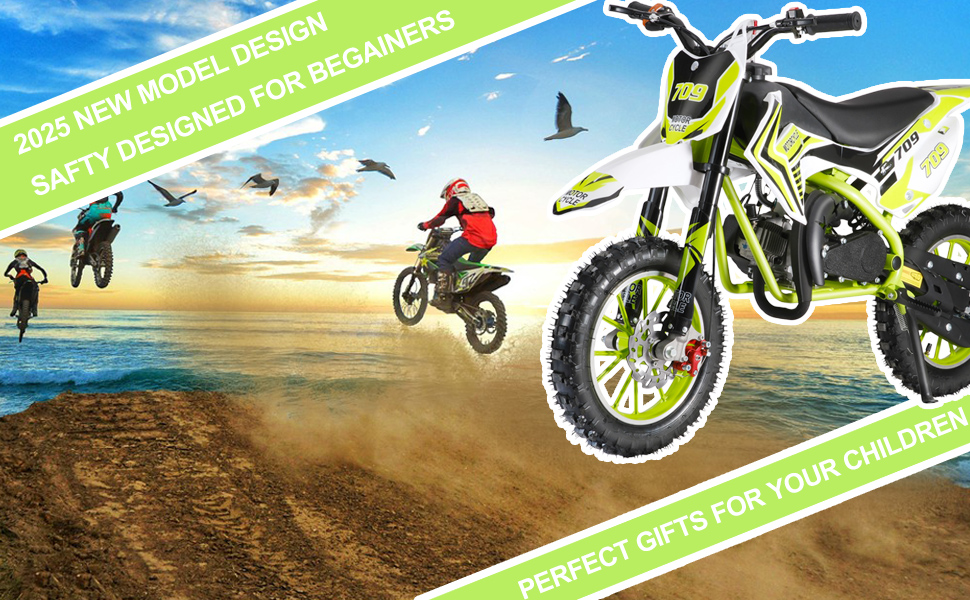 Amazon.com: mufsceku 49CC Kids Dirt Bike,2-Stroke Pit Bike,Gas Dirt Bikes Motorcycle,Children ...