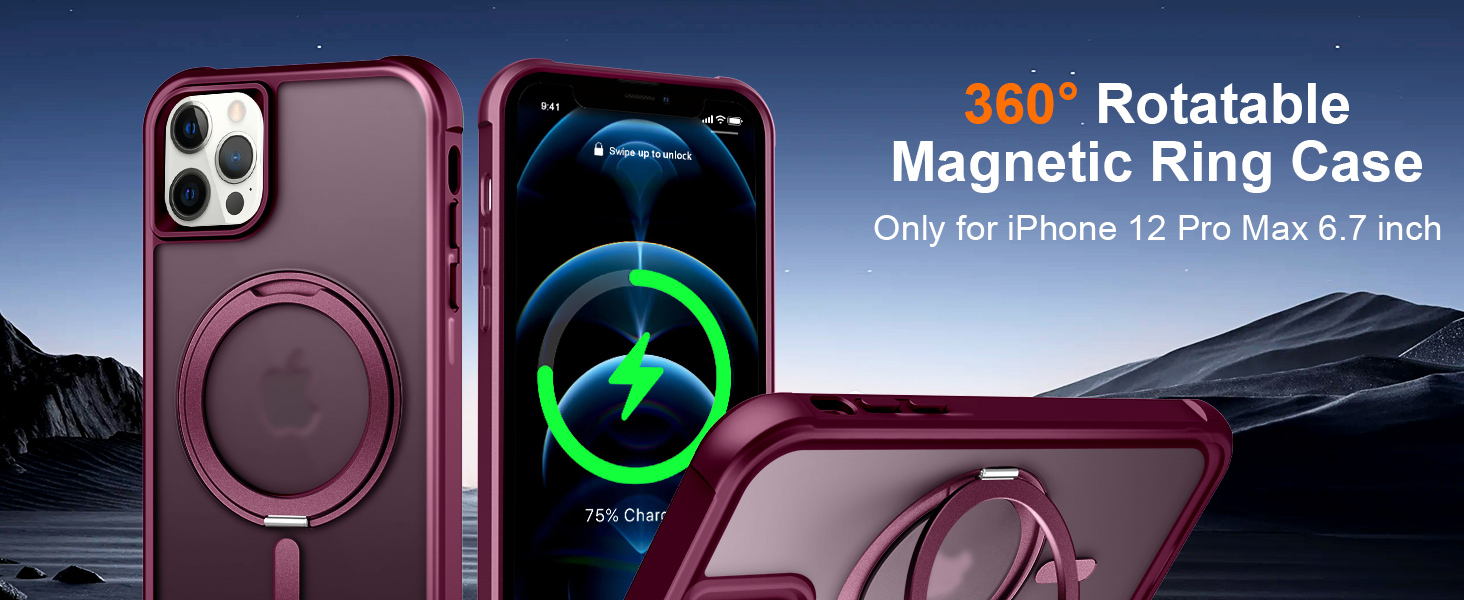 Amazon.com: STERKER 360° Rotatable Magnetic Ring for iPhone 12 Pro Max Case, with Stand & Ring ...