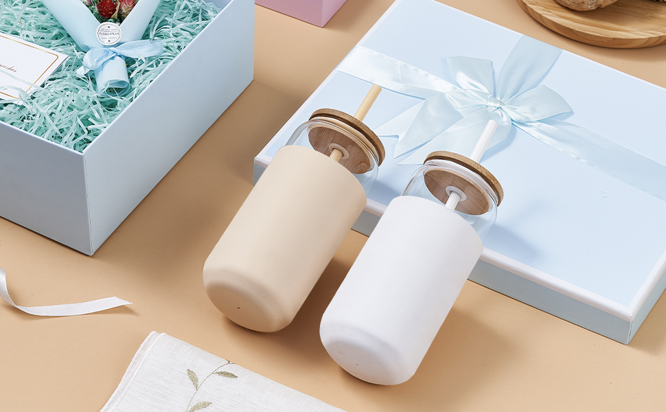 Amazon.com: WillCome 20oz Glass Cups with Lids and 3 Types of Straws ...