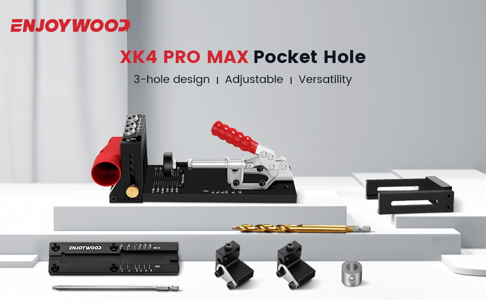 ENJOYWOOD Pocket Hole Jig Kit with Side SupportAdjustable Drill Guide ...