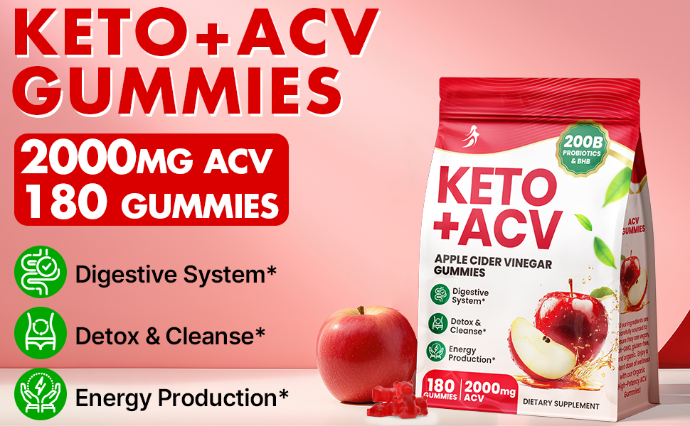 Amazon.com: Apple Cider Vinegar Gummies, Advanced ACV Gummy with Probiotics, BHB, B12 and Keto ...