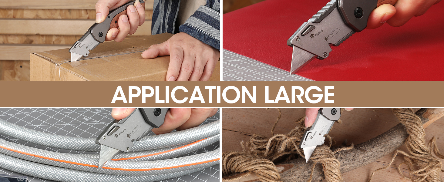 WORKPRO Utilitaire Pliant avec Manche en Bois, Cutter Professionnel à Mécanisme de Changement ...