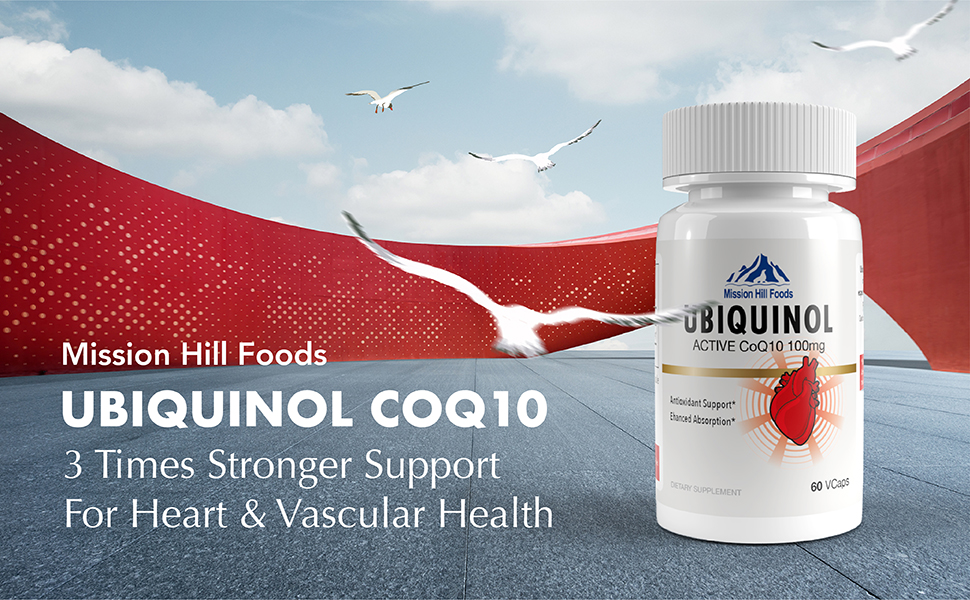 Amazon.com: Mission Hill Foods Ubiquinol CoQ10 100mg Capsule– 60 Count - Heart & Vascular Health ...
