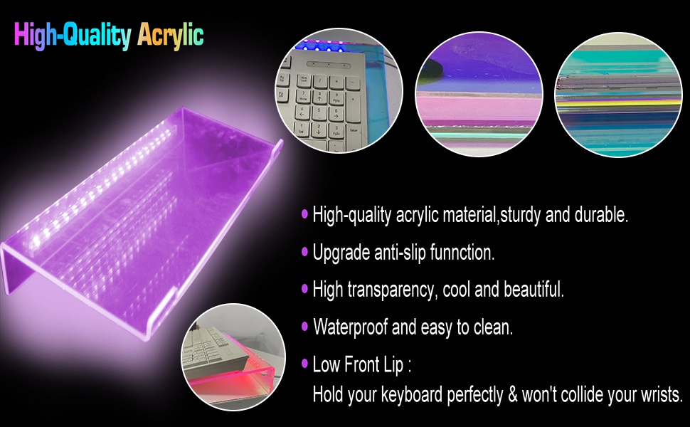 Amazon.com: RGB Acrylic Computer Keyboard Stand, LED Backlit Keyboard ...