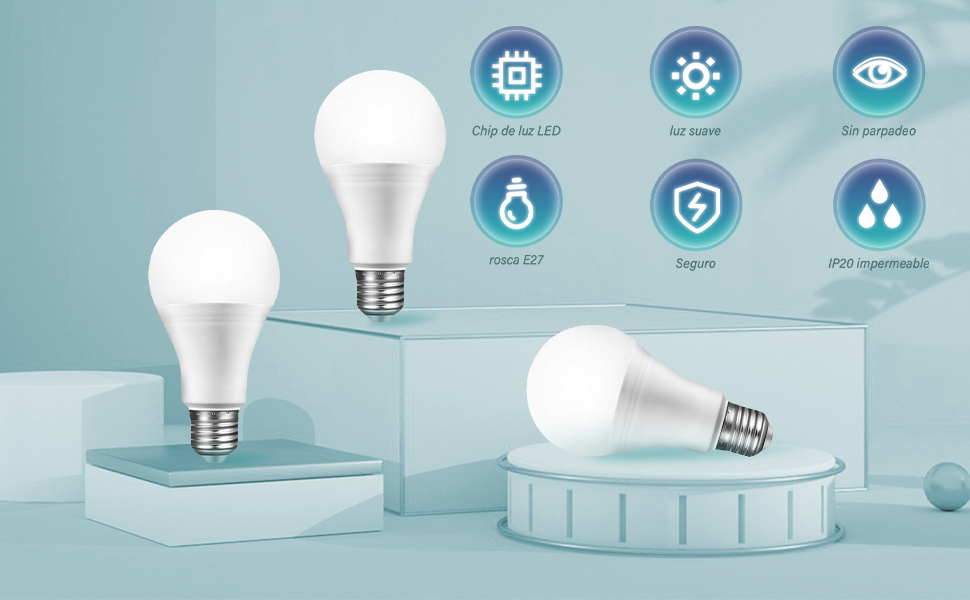 MEGALUZ- Paquete de 12 Focos LED para Interiores de 12 Watts, Bombillas LED E27，960 lumens y ...