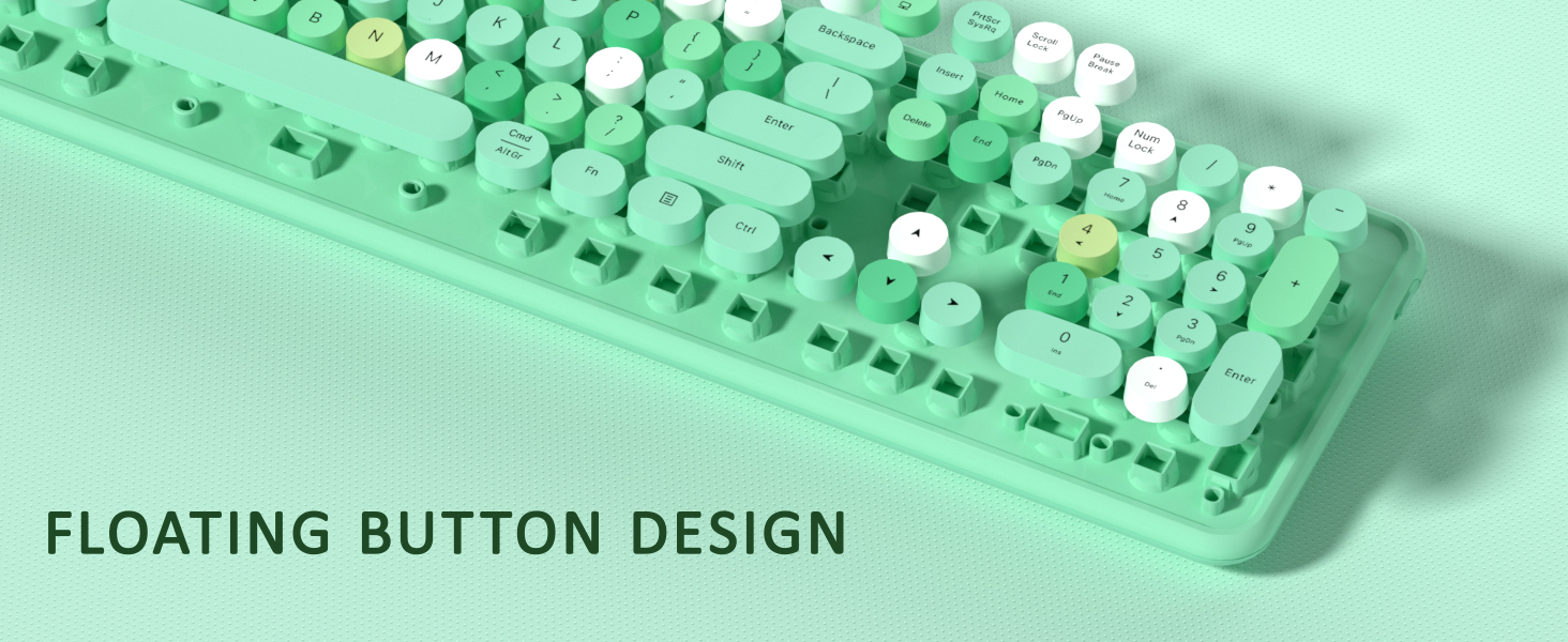 Wireless Computer Keyboard And Mouse Combo Coveva Colorful Typewriter Retro