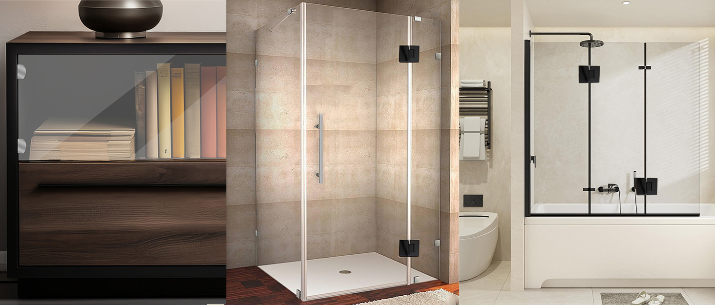 Cokritsm Glass Shower Door Hinges 180 Degrees Glass Door Hinges Replacement Parts with Mounting ...