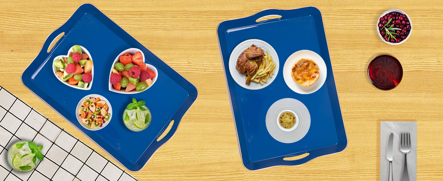 Amazon.com: MAONAME Melamine Serving Tray with Handles, Royal Blue ...