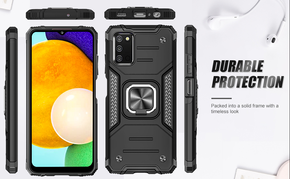 LeYi Case for Samsung Galaxy A03S with 2 x Tempered Glass, [Kickstand 360° Rotating Stand ...