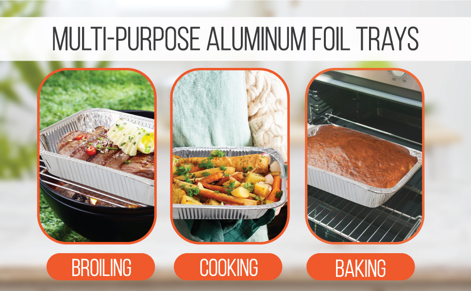Aluminium Trays Large, 32x26x7cm, Extra Heavy Duty Disposable Foil Pans ...