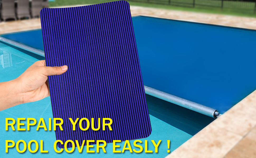 Amazon.com : 6 pcs Winter Pool Cover Repair Patch Kit 12x8in Self Adhesive for Large Blue Mesh ...