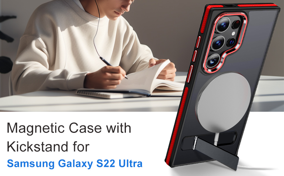 Amazon.com: MALEWOLF Magnetic for Samsung Galaxy S22 Ultra Case with 3 Stand Ways, [Invisible ...