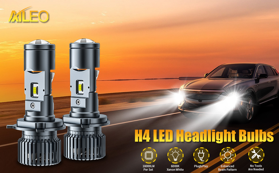 AILEO - Bombillas LED para faros delanteros H4 de conducción izquierda, 6000 K, blanco 9003 HB2 ...