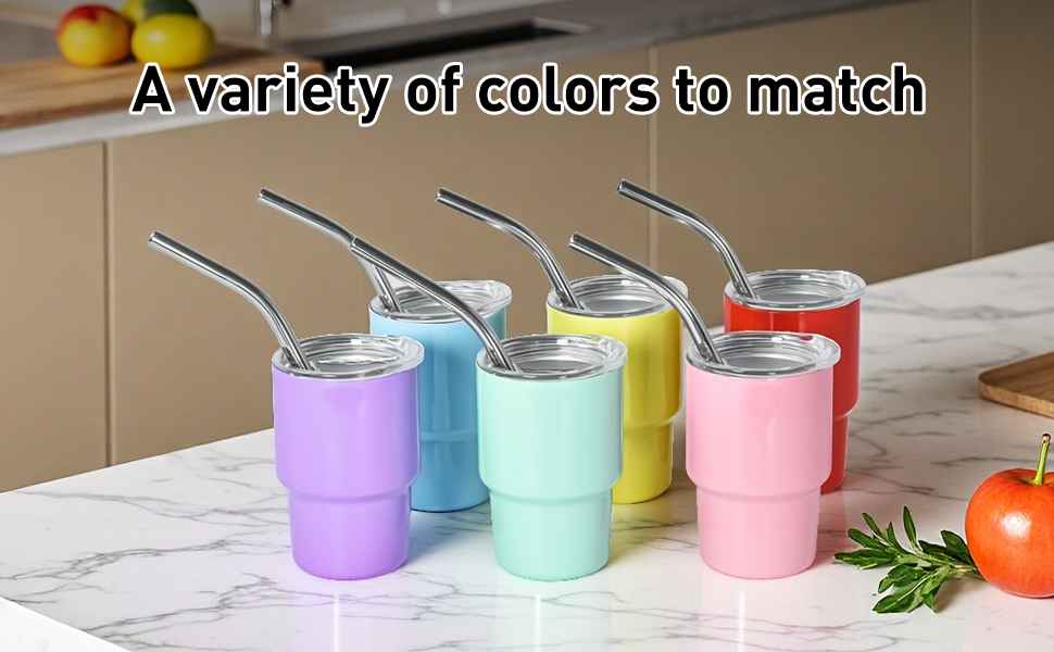 Amazon.com: AGH 3 oz Mini Tumbler Shot Glass with Straw and Lid Colored ...