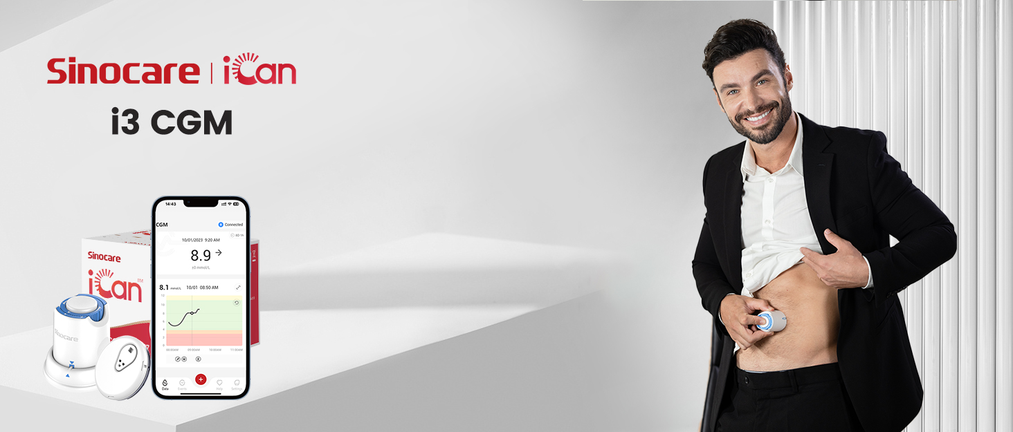 Sinocare iCan CGM, 15-Day Wear-life Continuous Glucose Monitor, No Scanner Needed, Output Value ...