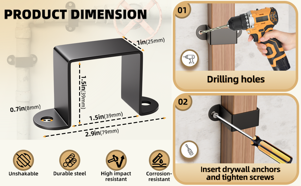 MooxHAI 2"x2" Square Tube Strap Clamp | U shaped metal bracket | Black Square Pipe Clamp with ...